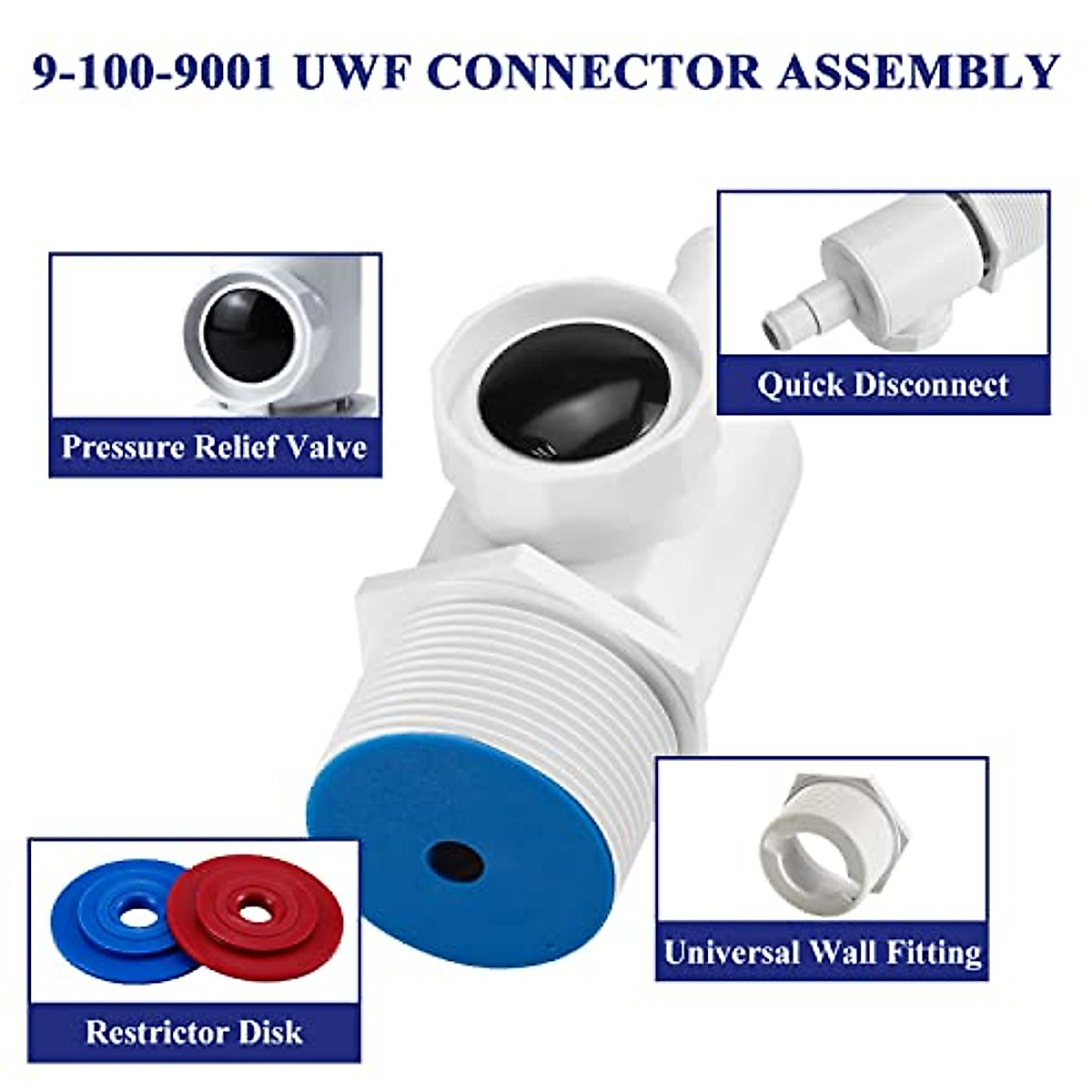 Funmit 9-100-9001 Universal Wall Fitting Connector Assembly Compatible with Polaris 180 280 280 380 3900 Sport and 480 Pro Automatic Pool Cleaners