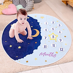 DERSEN Baby Monthly Milestone Blanket Unisex | Baby Milestone Blanket Boy, Girl Baby Growth Chart Blanket