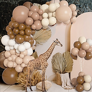 142Pcs Brown Balloons Garland Arch Kit Nude Coffee Brown Boho Blush Tan Neutral Balloons for Teddy Bear Baby Shower Neutral Woodland Wedding Jungle Safari Wild One Birthday Party Decorations