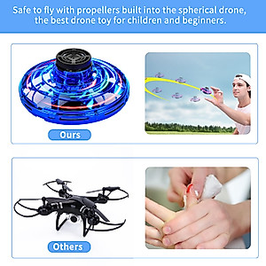 OBEST Flying Spinner UFO Mini Drone, Fidget Flying Spinner Hand Operated Drones Indoor Outdoor Cool Stuff, Mini Drones Toys Birthday Gifts for Kids Ages 8+