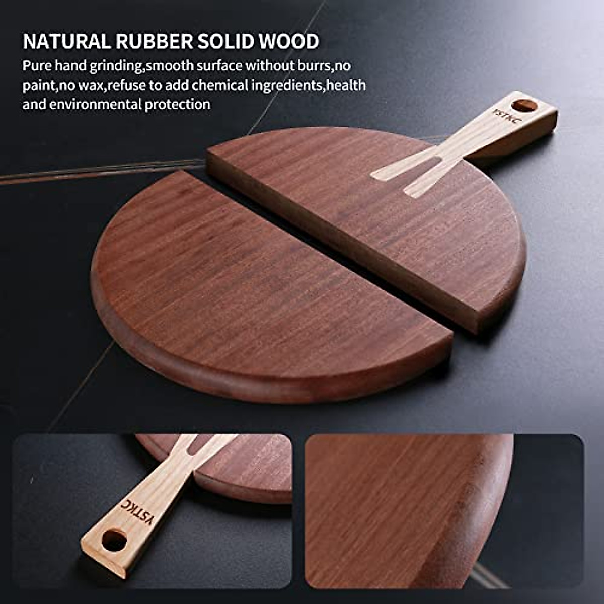 YSTKC Sapele Wood Cutting Board for Kitchen,Solid Wooden Charcuterie Board with Handle,13" Chopping Board,Serving Borad for Cutting Steak,Cheese,Fruits and Vegetable