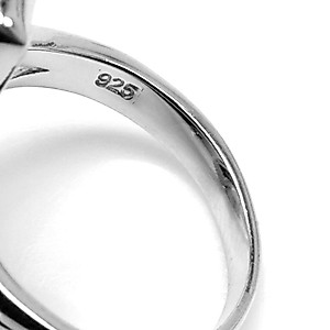 Silvershake Long Created Black Onyx Inlay White Gold Plated 925 Sterling Silver Ring Size 6