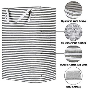 3 Pieces 72 L Large Storage Basket Kids Girls Baby Laundry Hamper Collapsible Clothes Toy Baskets with Handles for Dorm Nursery Home (Stripe, Curve, Star)