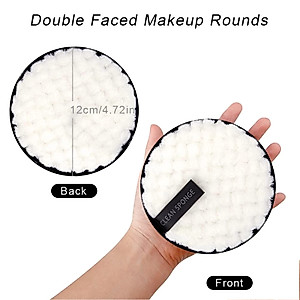 3 Pcs Reusable Makeup Remover Pads with Holder.Misforu Extra Large 5"Makeup Eraser Cloth Reusable Face Pads Eye Makeup Remover Pads for Face Eye Lip Washable Face Clean…