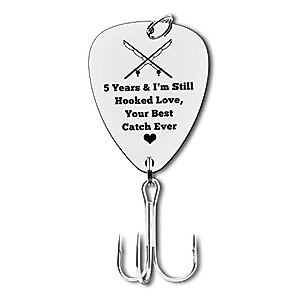 5 Year Anniversary Hook Gift Wedding Anniversary Fishing Lure Gifts for Him Her Fisherman Gifts for Husband Boyfriend 5th Year Couple Anniversary Hook Gifts Birthday Christmas Valentines Day Gifts