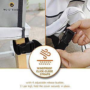 Patio Furniture Set Cover, 96"Diax32"H Round Waterproof UV Resistant Heavy Duty Cover Fits 5-7 Piece Large-Medium Dining Set, Striped