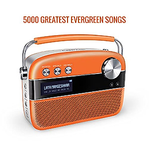 Saregama Carvaan Premium (Pop Color Range) Hindi - Portable Music Player with 5000 Preloaded Songs, FM/BT/AUX (Candy Orange)