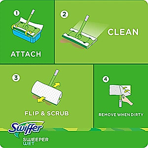 Swiffer Sweeper Wet Mopping Cloths, Multi-Surface Floor Cleaner with Gain Original Scent, 24 Count