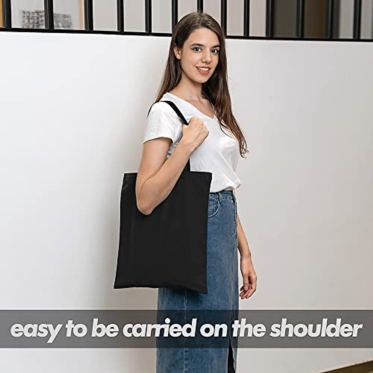 corupuoi Resuable Tote Bag 32 Pack Canvas Bag 6 Oz Eco-Friendly Shopping Bags Suitable for Diy, Promotion, Gifts, Black