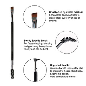 BLEGGEIT Pro Eyebrow Brush and Comb, Metal Eyelash Brush and Eyelash Comb Separator, Steel Brow Brush and Eyebrow Comb Set, Spoolie Brush and Angled Brow Brush, Precision Application, Defining and Shape (2 PCS)