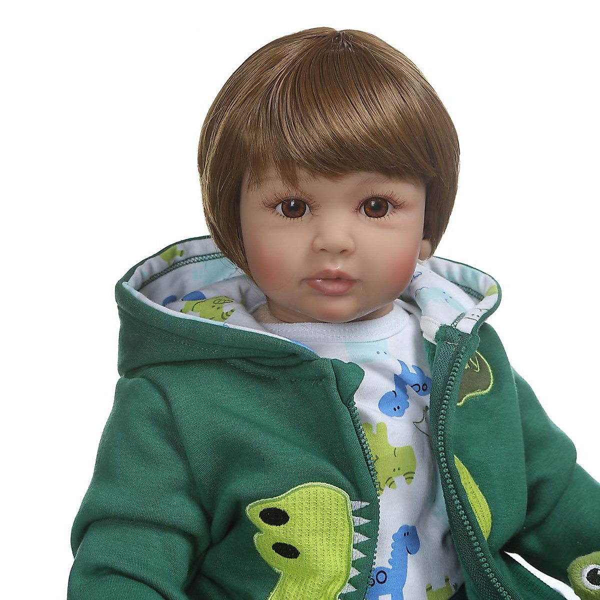 iCradle Realistic Looking 24inch 60cm Reborn Toddler Fridolin Soft Silicone Bebe Doll Reborn Princess Long Hair Doll Toy for Ages 3+ (Boy)