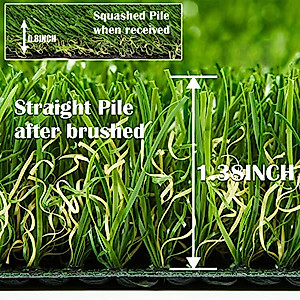 ZGR Artificial Grass Rug 7 FT x 8 FT Fake Faux Grass, Indoor Outdoor Patio Garden Lawn Landscape Synthetic Grass Mat, Realistic Turf, 4-Tone/Soft, with Drainage Holes & Rubber Backing/Many Sizes