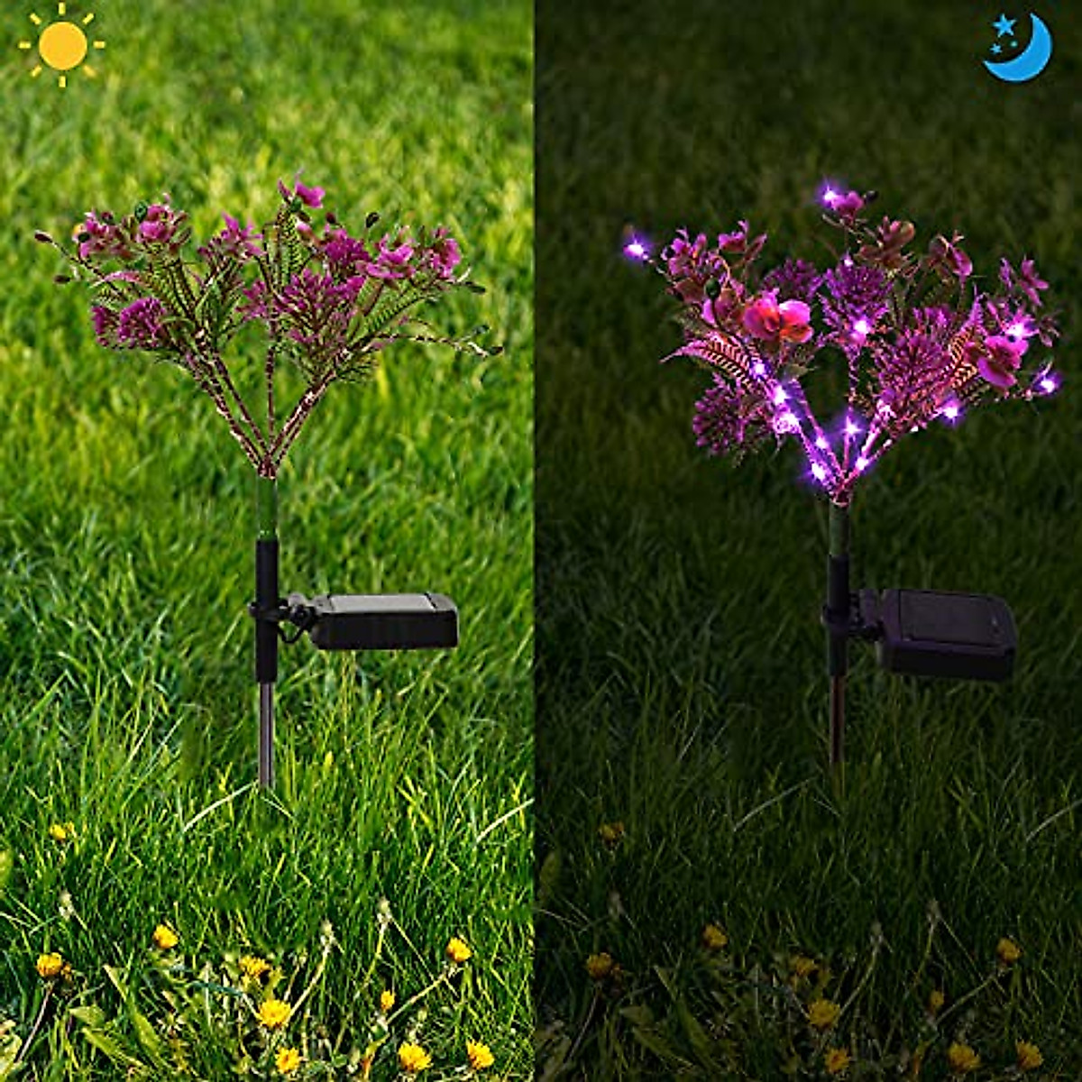 Doingart Solar Phalaenopsis Garden Lights Outdoor Decorative, Outdoor Solar Flower Lights for Patio, Garden, Yard, Lawn, Pathway (2pcs )