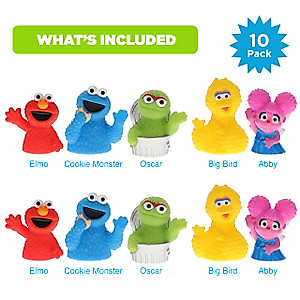 Sesame Street 10 Piece Finger Puppet Set - Party Favors, Educational, Bath Toys, Floating Pool Toys, Beach Toys, Finger Toys, Playtime