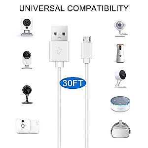 MOYEEL 30Ft Power Extension Cable for Wyze Cam/Wyze Cam Pan, Blink XT Cam,Power Charging for Home Security Camera