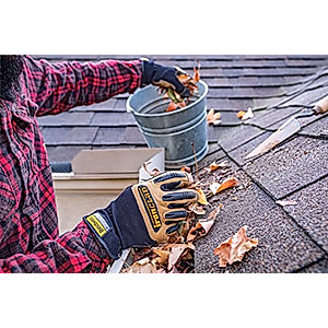 Ironclad Ranchworx Work Gloves RWG2, Premier Leather Work Glove, Performance Fit, Durable, Machine Washable, (1 Pair), RWG2-04-L,Brown/Black