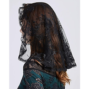Lace Church Veil Headcovering Latin Mass (Elegant Black)