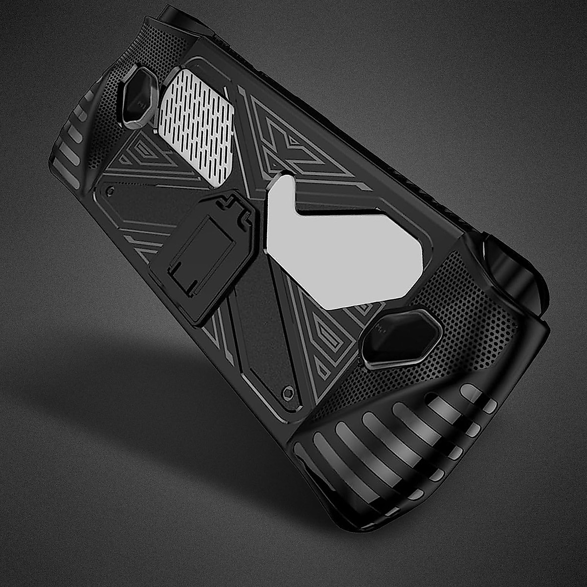 ENCASED Accessories Set for Asus ROG Ally - Handheld Kickstand Case with Hardshell Carrying Bag and Tempered Glass Screen Protector (Black)