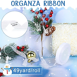 WILLBOND 98 Yards 5/8 Inch White Sheer Organza Ribbon for Gifts Wrapping Organza Satin Chiffon Ribbon for Wedding Bouquet, Decoration, Craft