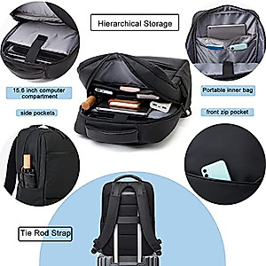 Seekvigor Laptop Backpack, Mens Backpack for Work, Work Backpack for Women, College Backpack, Travel Backpack, Holds 15.6 Inch Laptop, Can be Used as Travel Business Work - Black