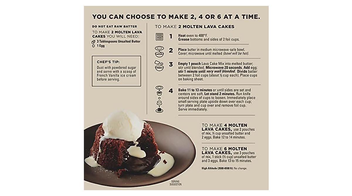 Godiva Molten Lava Cakes Baking Mix - Make 6 Gourmet Chocolate Cakes