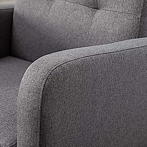 Accent Chairs for Living Room, Living Room Chairs, Mid Century Modern Fabric Chairs, Arm Chairs, Dark Gray, Set of 1