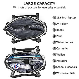 Tote Bag with Zipper for Women,Laptop Tote Purse with Cup Holder & Compartments for Work Travel Nurse Teacher College,Bolso para Mujer,Canvas,Gray