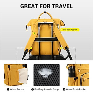 LOVEVOOK Laptop Backpack Women Teacher Backpack Nurse Bags, 15.6 Inch Womens Work Backpack Purse Waterproof Anti-theft Travel Back Pack with USB Charging Port (Yellow)