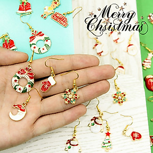 20 Pairs Christmas Earrings for Women Christmas Drop Dangle Earrings Set Christmas Tree Holiday Earrings Hook Earrings Party Jewelry Christmas Gifts