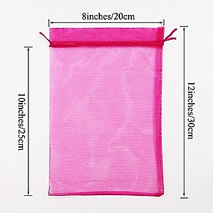 SumDirect Big Organza Gift Bags - 100Pcs 8x12 Inches Big Mesh Bags, Christmas Organza Gift Party Favor Bags with Drawstring
