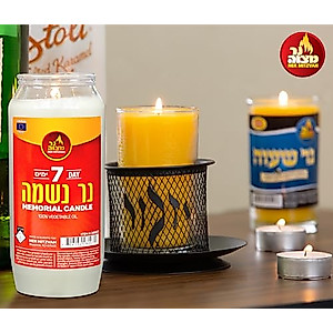 Ner Mitzvah 7 Day Yartzeit Candle - Kosher Yahrtzeit Memorial and Yom Kippur Candle in Plastic Holder