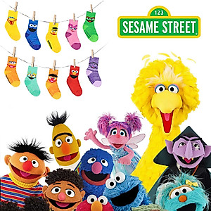 Sesame Street Toddler Socks with Grippers, Non Slip Socks for Kids