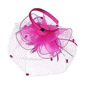 FELIZHOUSE Kentucky Derby Fascinators for Women Girls Tea Party Hats Cocktail Flower Veil Feathers Headband with Hair Clip