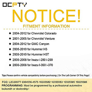 OCPTY 2X Flip Key Entry Remote Control Entry Remote key Fob for 01 02 03 04 05 06 07 08 09 10 11 12 for Chevy for GMC for Hummer for Isuzu L2C0007T 9364556-4575 10335582 10335583