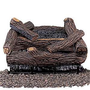 Duluth Forge DLS-18R-2 Dual Fuel Ventless Fireplace Logs Set with Remote Control, Use with Natural Gas or Liquid Propane, 30000 BTU, Heats up to 1000 Sq. Ft, Stacked Red Oak, 18 Inches