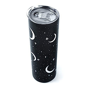 Insulated 20oz Stainless Steel Coffee Mug For Women Skinny Tumbler with Splashproof Lid Halloween Decor Spooky Gifts Vacuum Double Wall Rubber Sealed Tumblers Travel Cup Simple Modern Kitchen 570ml