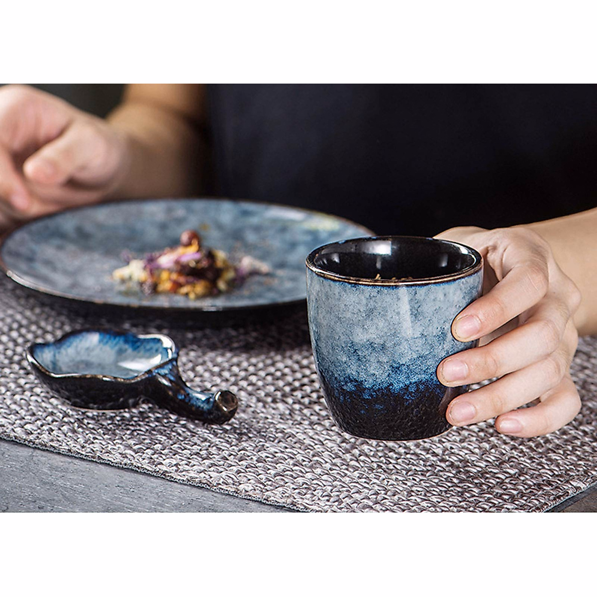 Lxuwbd- Ceramic Teacup, Kung Fu Tea Set, Coffee cup，Yerba Mate Set - Ceramic Mate CupSet of 4 (4-color, Ceramic cups)