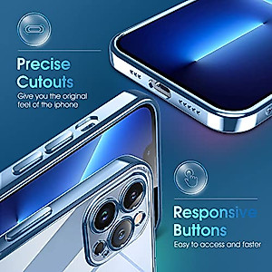 Supdeal Crystal Clear Case for iPhone 13 Pro Max, [Not Yellowing] [Military Grade Drop Tested] Shockproof Protective Phone Case Soft Silicone Slim Cover with Camera Protection, 6.7 inch, Blue
