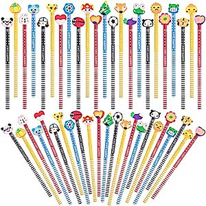 100 Pieces Assorted Colorful Cartoon Animal Pencils Wooden Pencils Novelty Cartoon Dot &Stripe Pencils With Giant Animals Eraser for Teachers Children Classrooms and Party Gifts Supplies