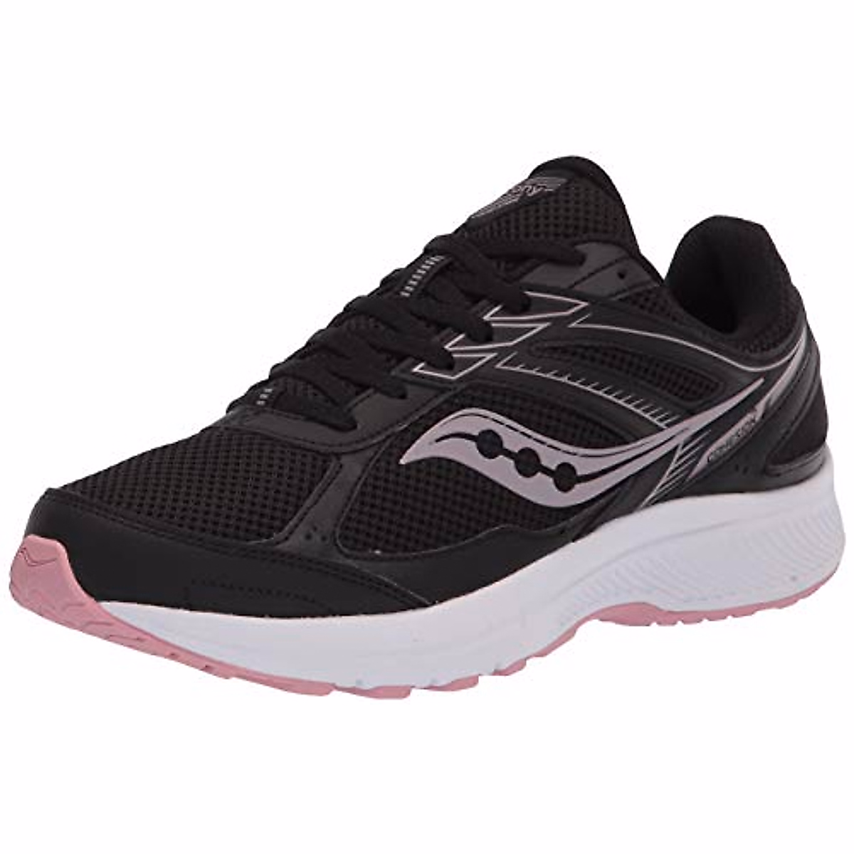 Saucony Women's Core Cohesion 14 Road Running Shoe, Black/Pink, 8.5 Wide