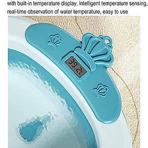 ZAJSSS Portable Pet Bathtub with Water Drain Plug Foldable Pet Shower Basin with Thermometer Small Pets Bath Tub for Puppy Small Dogs Cats, Blue