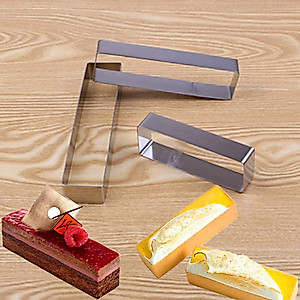 Rectangular Cake Molds,Stainless Steel Cake Mousse Ring Rectangle Cookie Cutter Mousse Cake Cutter Ring Mold for Home Kitchen