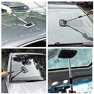 REENFAYA Windshield Cleaner Window Windshield Cleaning Tool with Extendable Handle and Washable Reusable Microfiber Cloth Auto Interior Exterior Glass Wiper Car Glass Cleaner Kit-2 Pack