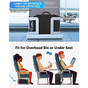 Getravel Travel Backpack For Women Men Airline Approved, Carry On Backpack, 17 inch Laptop Backpack, Waterproof Casual Outdoor Luggage Weedender Bag, Hiking Backpack(Black)