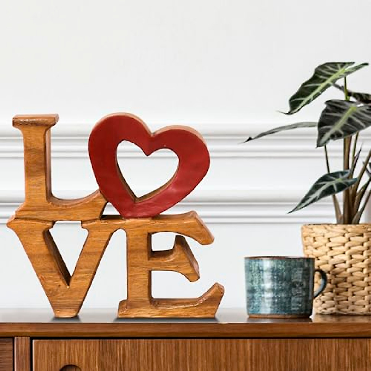 Decozen Handcrafted Solid Wood Sculpture from Daughter, Son, Husband - Ideal for Home, Mantel, Fireplace, and Foyer Decor - Tabletop Accent