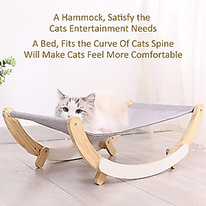 LCRUNONE Cat Hammock, Pet Bed, Solid Wood Fancy Swing Chair, 2 in 1 Chair and Hammocks, Cat Furniture Gift for Your Small to Medium Size Cat and Dog
