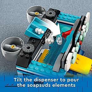 LEGO City Car Wash 60362 Building Toy Set, Fun Gift Idea for Kids ages 6+, Features Spinnable Washer Brushes and includes an Automobile and 2 Minifigures