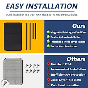 XYZCTEM RV Door Window Shade, Upgraded Foldable RV Blackout Window Cover, UV Rays Protection Camper Trailer Window Cover, 600D Waterproof Thickened Oxford with Storage Bag (Black)