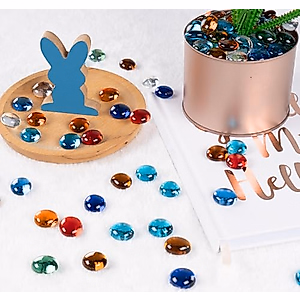 ABSOFINE Glass Gems, 900g Blended Fire Glass Beads,Colour Glass Stones Flat Bottom Beads for Home Decorative Art Craft Vase Filler(About 200 PCS)