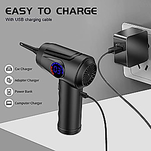 JIAN BOLAND Compressed air Duster - no Canned air Duster - Good Replacement for Compressed Air Can - Electric air Duster 4-Gears 51000 RPM - 6000mAh Reusable - LED Display